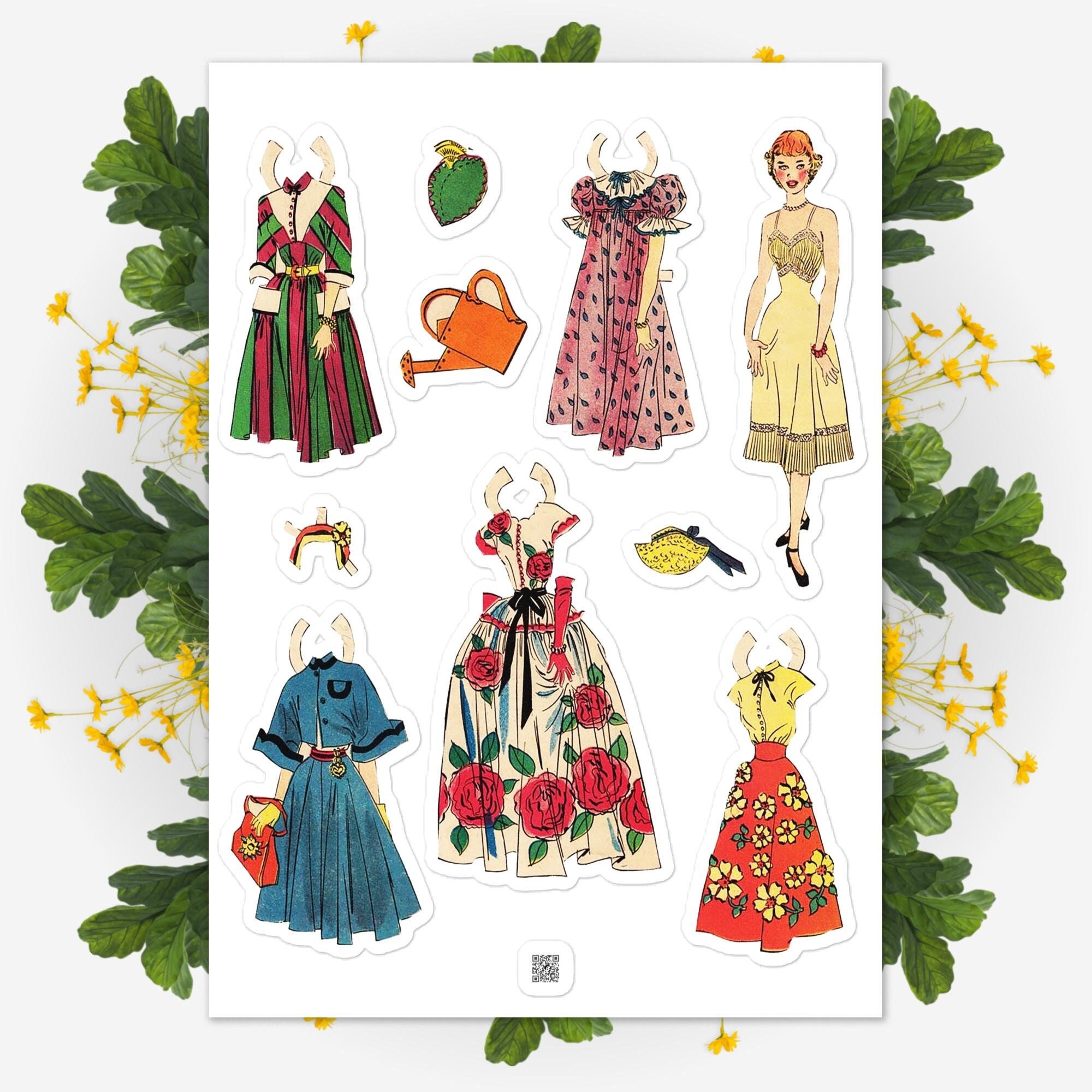 Sticker Sheet With Vintage Cut Out Paper Doll - Etsy