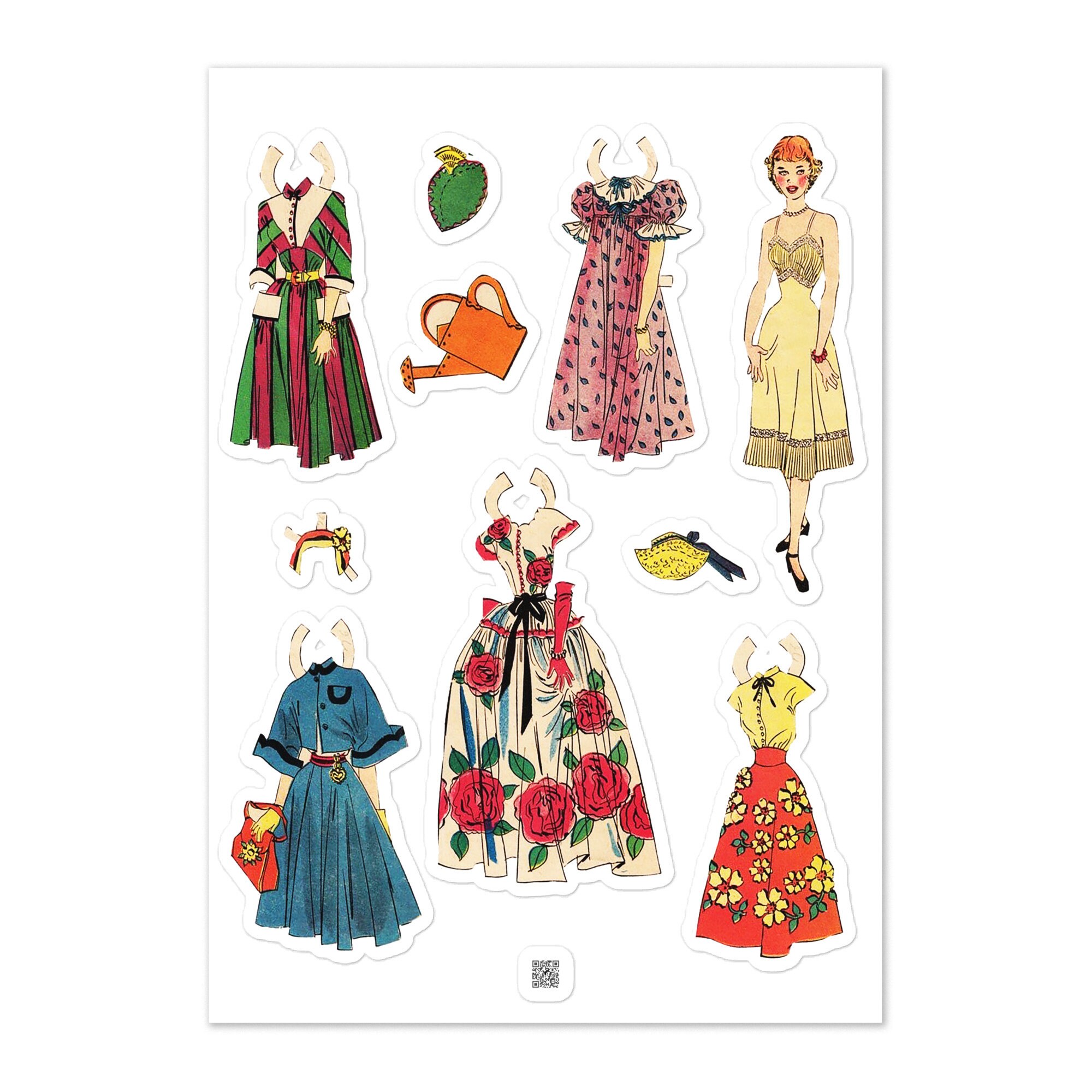 Sticker Sheet With Vintage Cut Out Paper Doll - Etsy