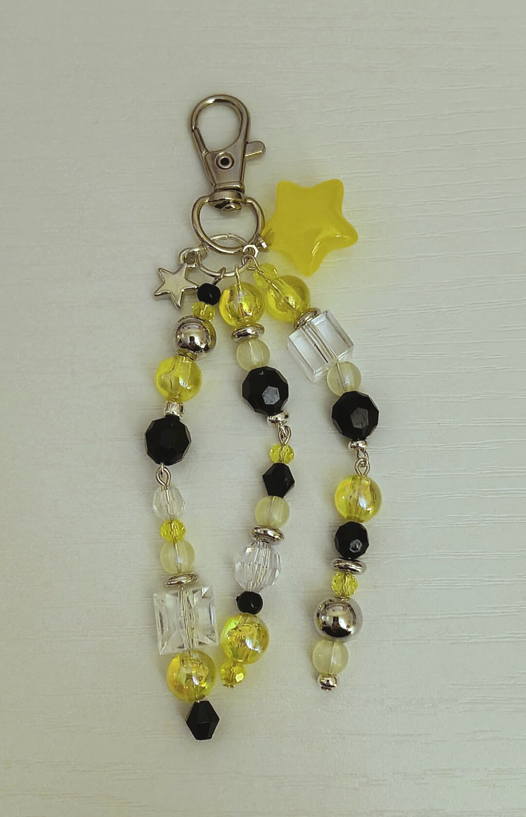 Y2k Grunge Emo Yellow and Black Star Beaded Keychain - Etsy