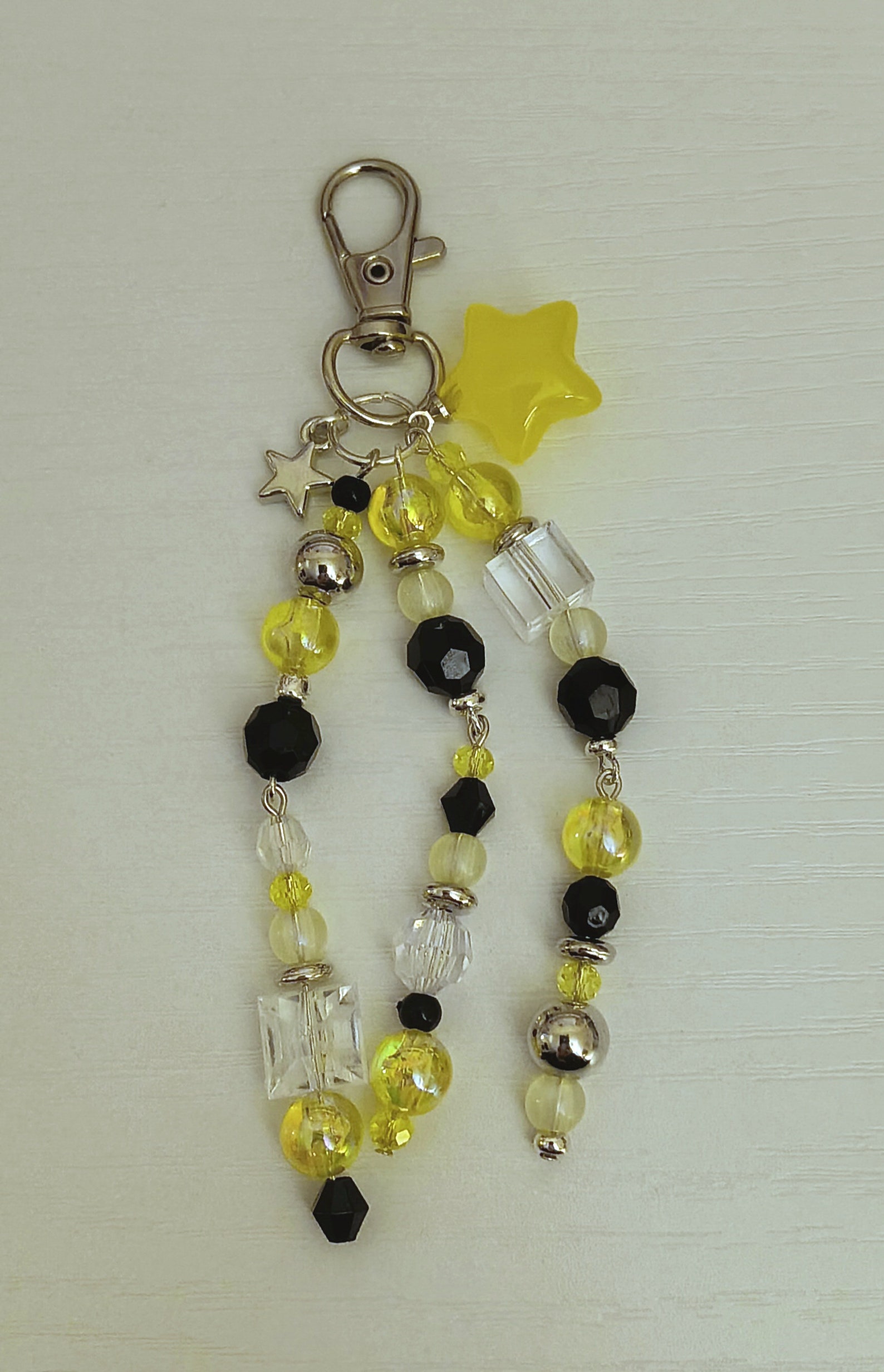 Y2k Grunge Emo Yellow and Black Star Beaded Keychain - Etsy