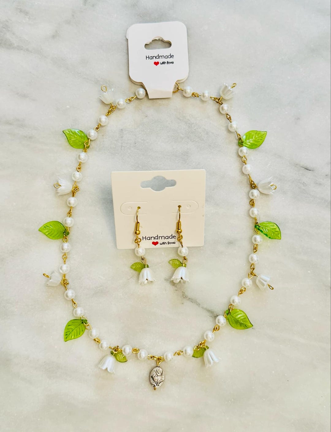 Fairycore Cottage Core Beautiful Gold White Flower Beaded Necklace and ...