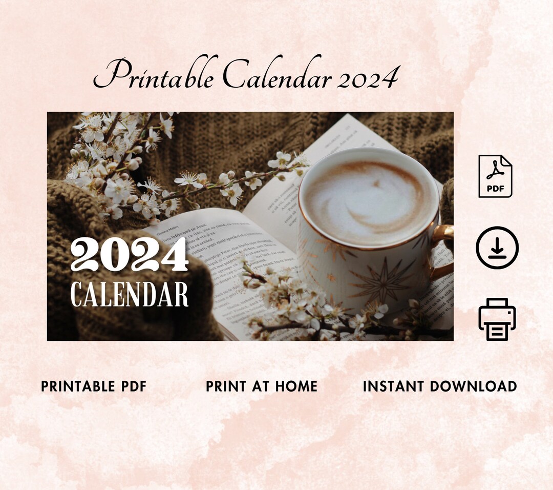 Printable Calendar 2024 Monthly Planner 2024 A4, Letter Sunday Start ...