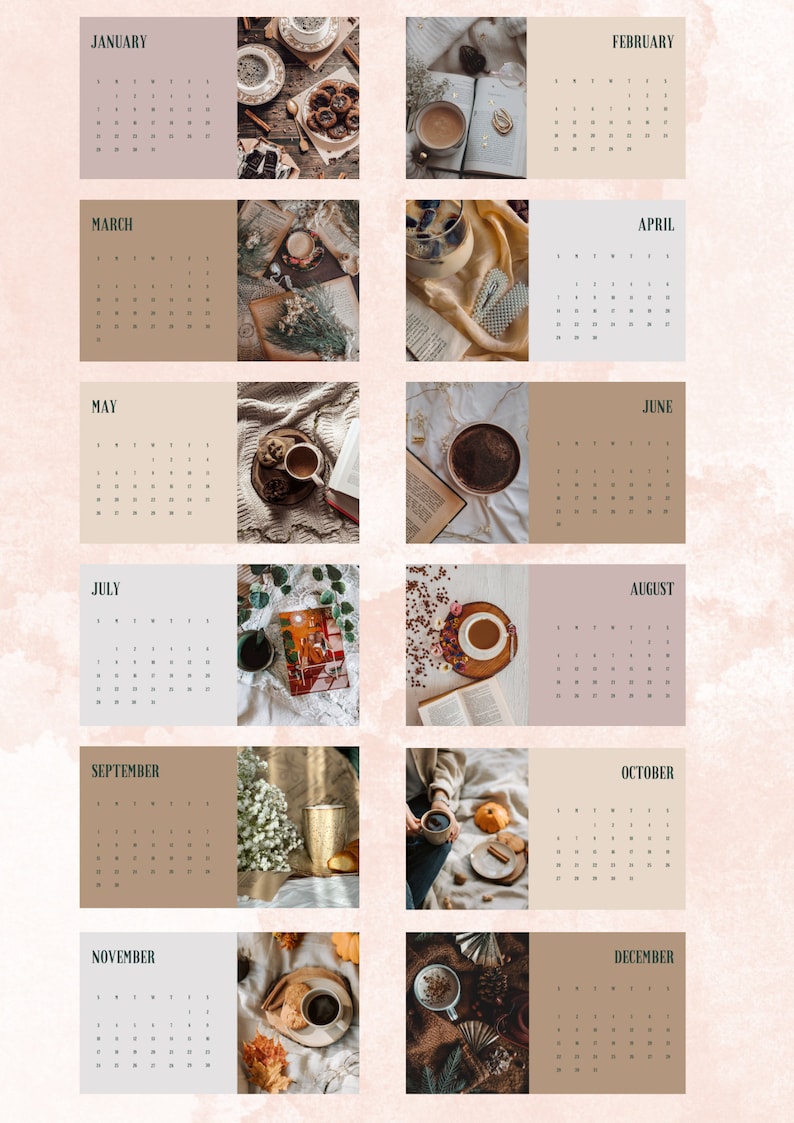 Printable Calendar 2024 Monthly Planner 2024 A4, Letter Sunday Start ...