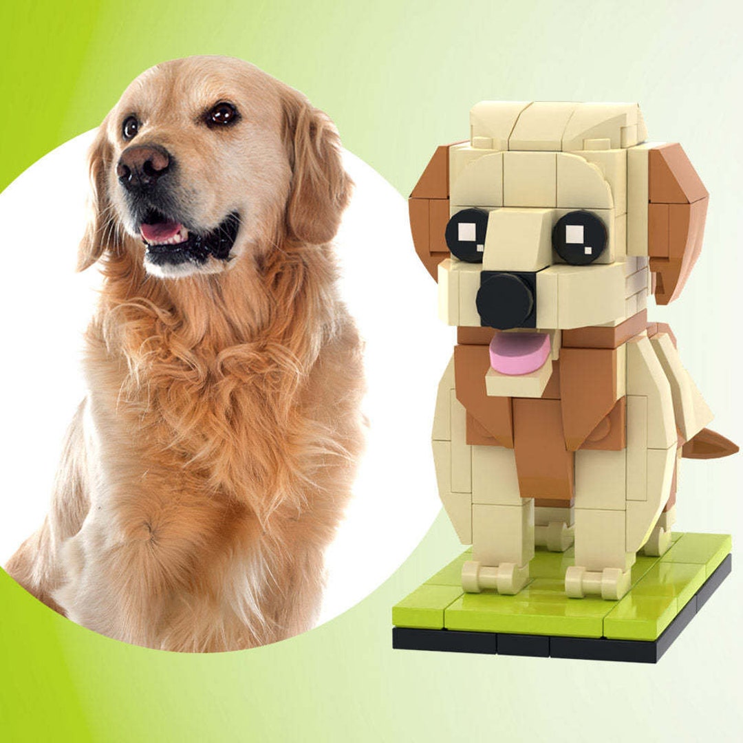 Custom Golden Retriever Block Figure Personalized Dog Photo Brick Model ...