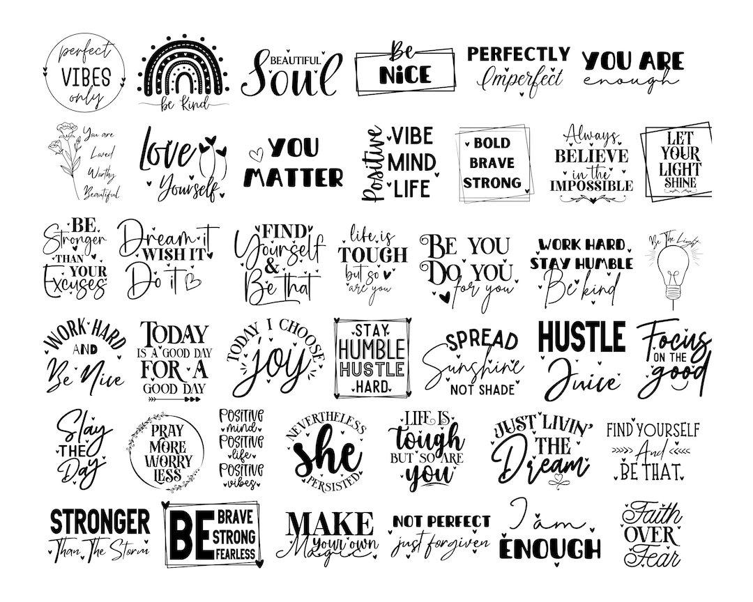 40 Motivational Svg Bundle, Positive Quote, Saying Svg, Png Files ...