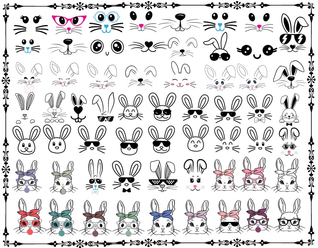 Bunny Face SVG, Easter SVG Cut Files, Woodland Rabbit Clip Art ...