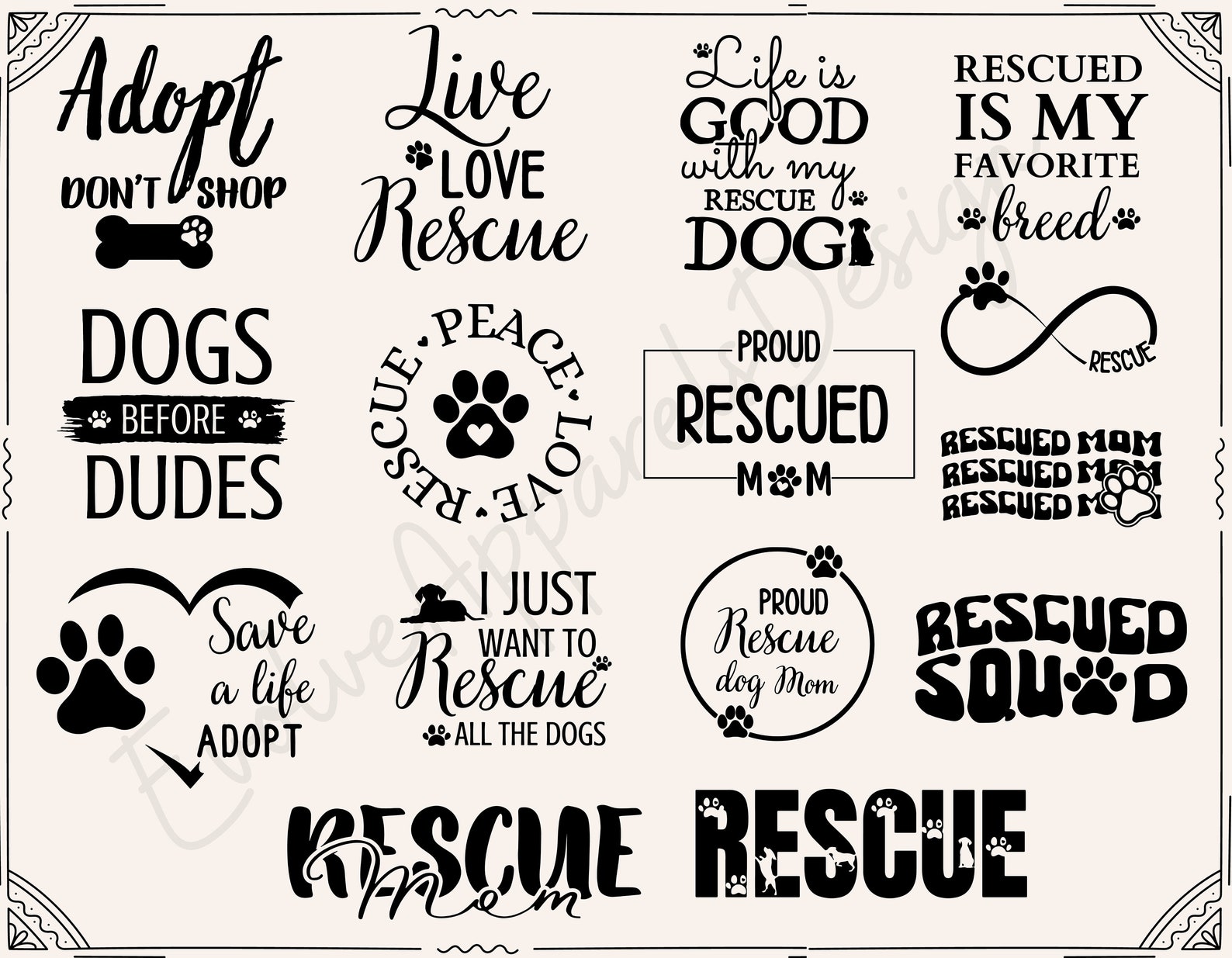Rescue Dog Svg,rescue Dog SVG Bundle, Dog Lover SVG, Dog Quote Svg, Dog ...