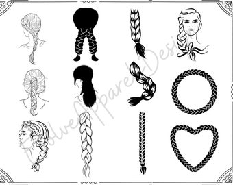 Braid Hair Svg | Long Braided Hair Clipart | Hairstyle Cut File ...