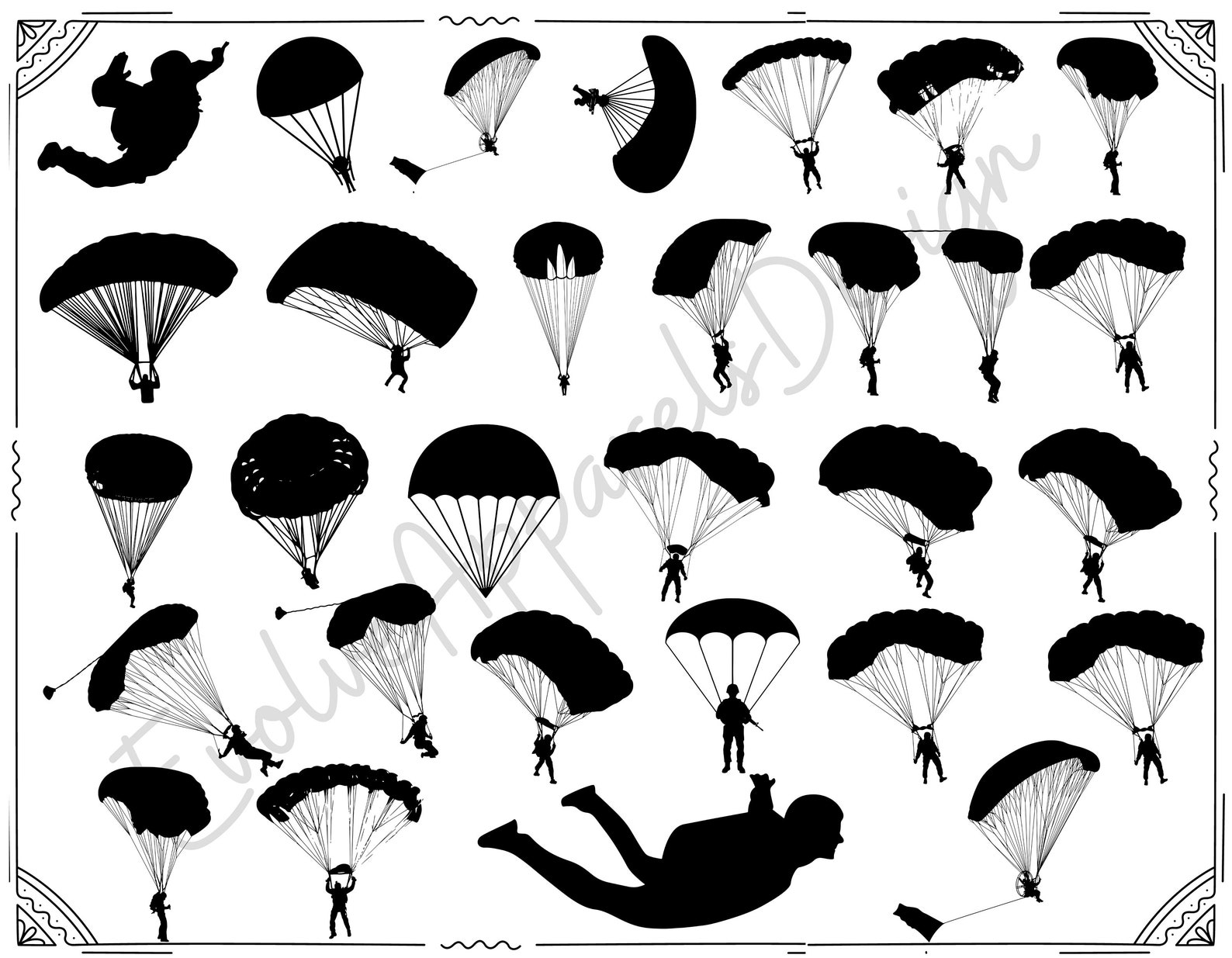 Parachute SVG Bundle,paratroopers Silhouette, Paratroopers SVG, Army ...