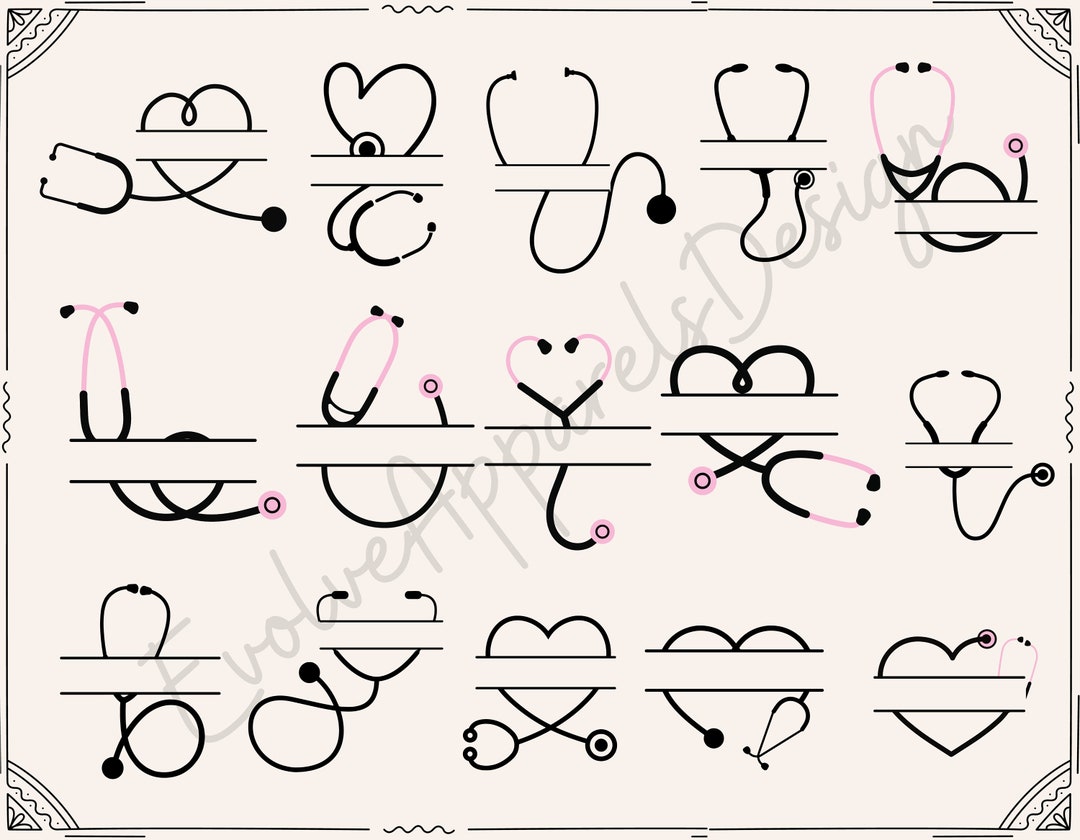 Stethoscope Split Monogram SVG Bundle, Doctor Nurse Cut File - Etsy
