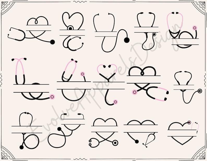 Stethoscope Split Monogram SVG Bundle, Doctor Nurse Cut File - Etsy