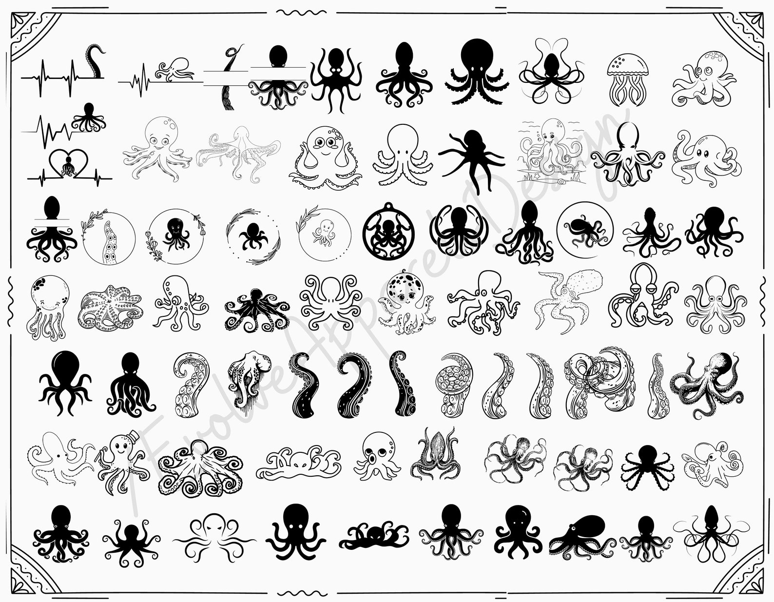 Octopus Svg Bundle, Octopus Silhouettes, Sea Monster Svg, Octopus ...