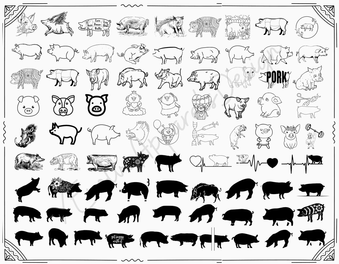 Pig Svg Bundle, Pig Png Bundle, Pig Svg Cut Files Cricut, Pig Clipart ...