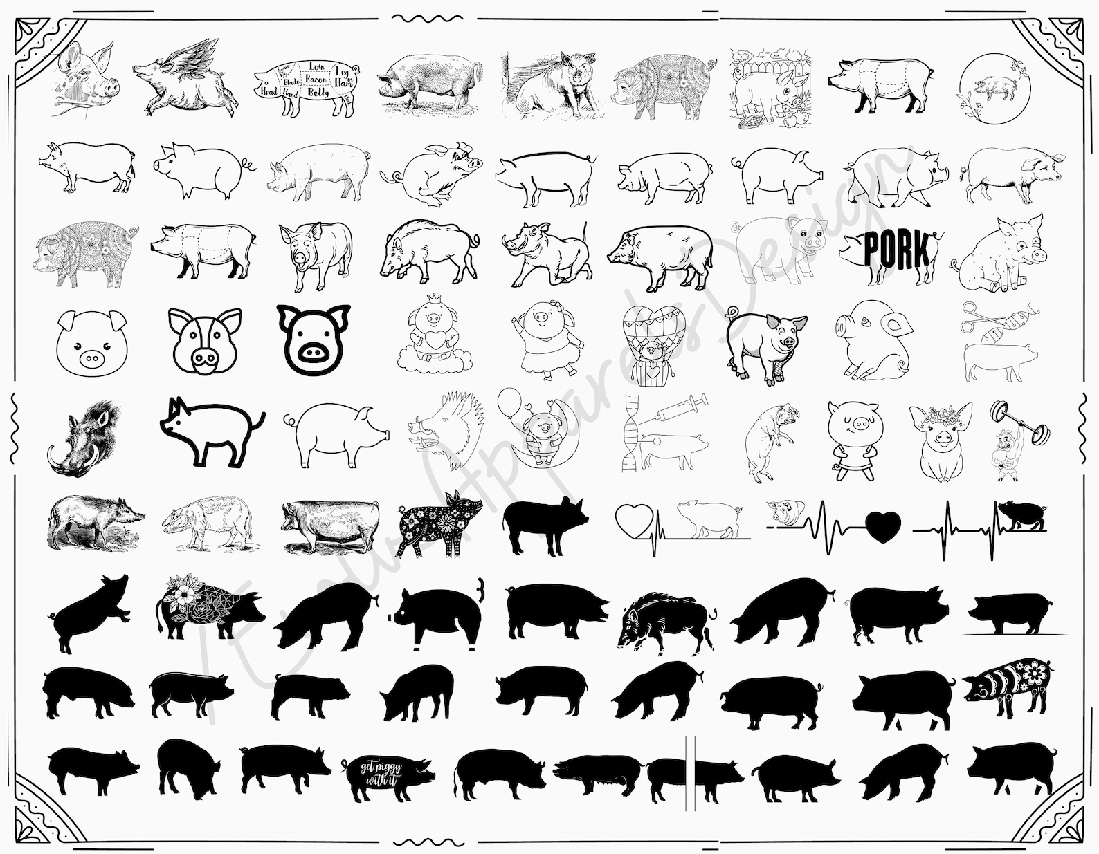 Pig Svg Bundle, Pig Png Bundle, Pig Svg Cut Files Cricut, Pig Clipart ...