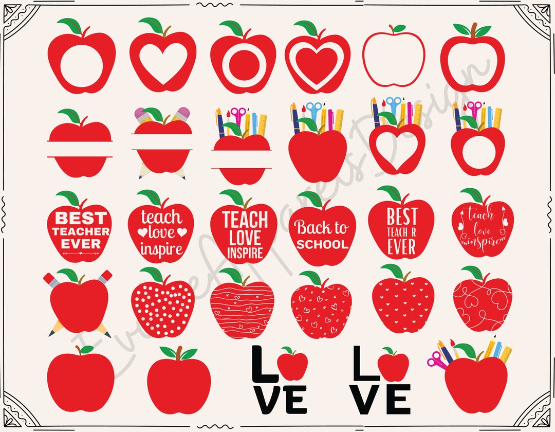 Apple SVG, Apple Cut File,apple Monogram Svg, Apple Clipart,apple ...