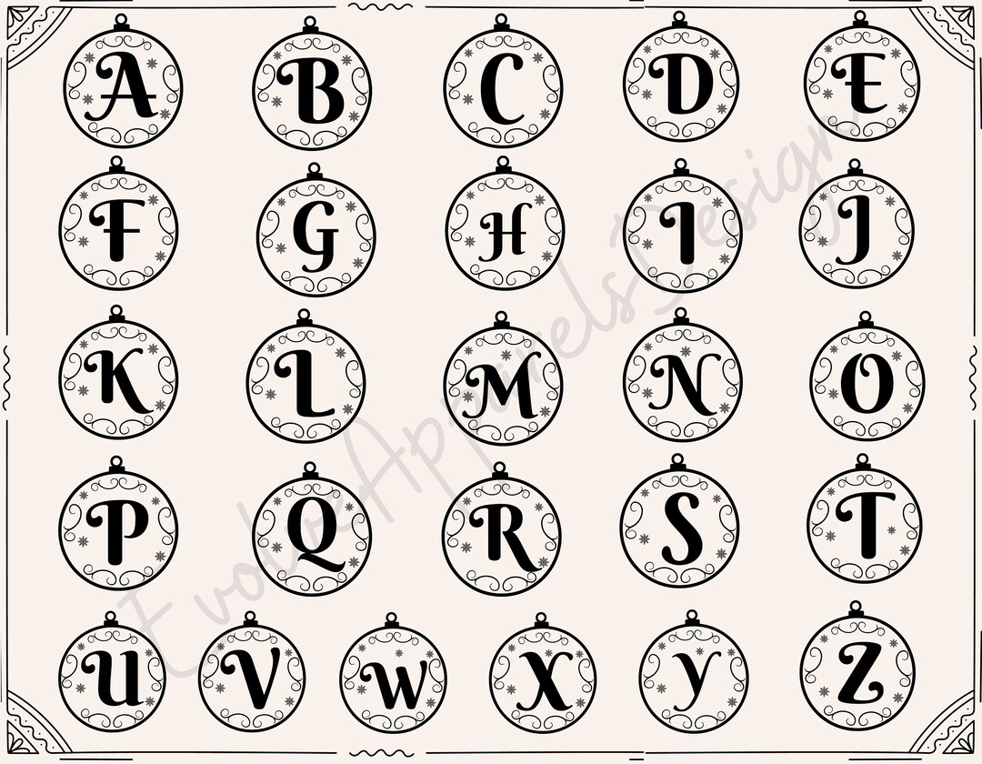 Round Christmas Monogram | Ornaments SVG, Christmas SVG Alphabet ...