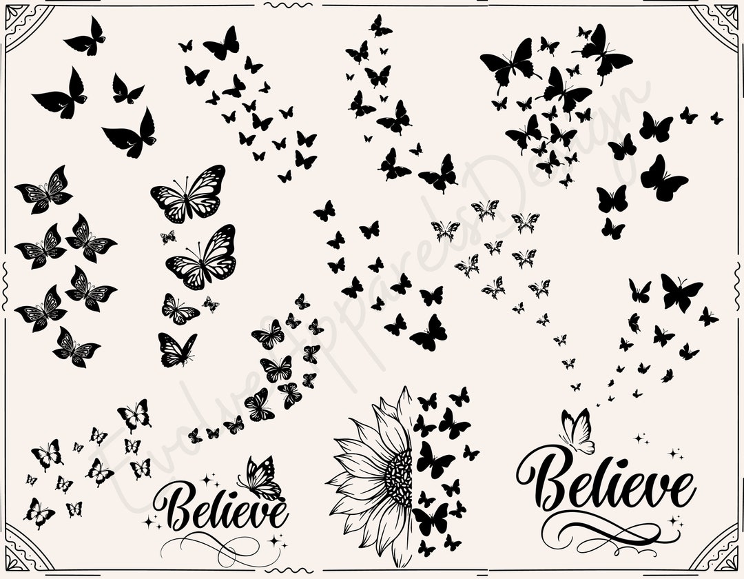 Flying Butterflies Svg Bundle Butterfly Design Layout Butterfly Swarm