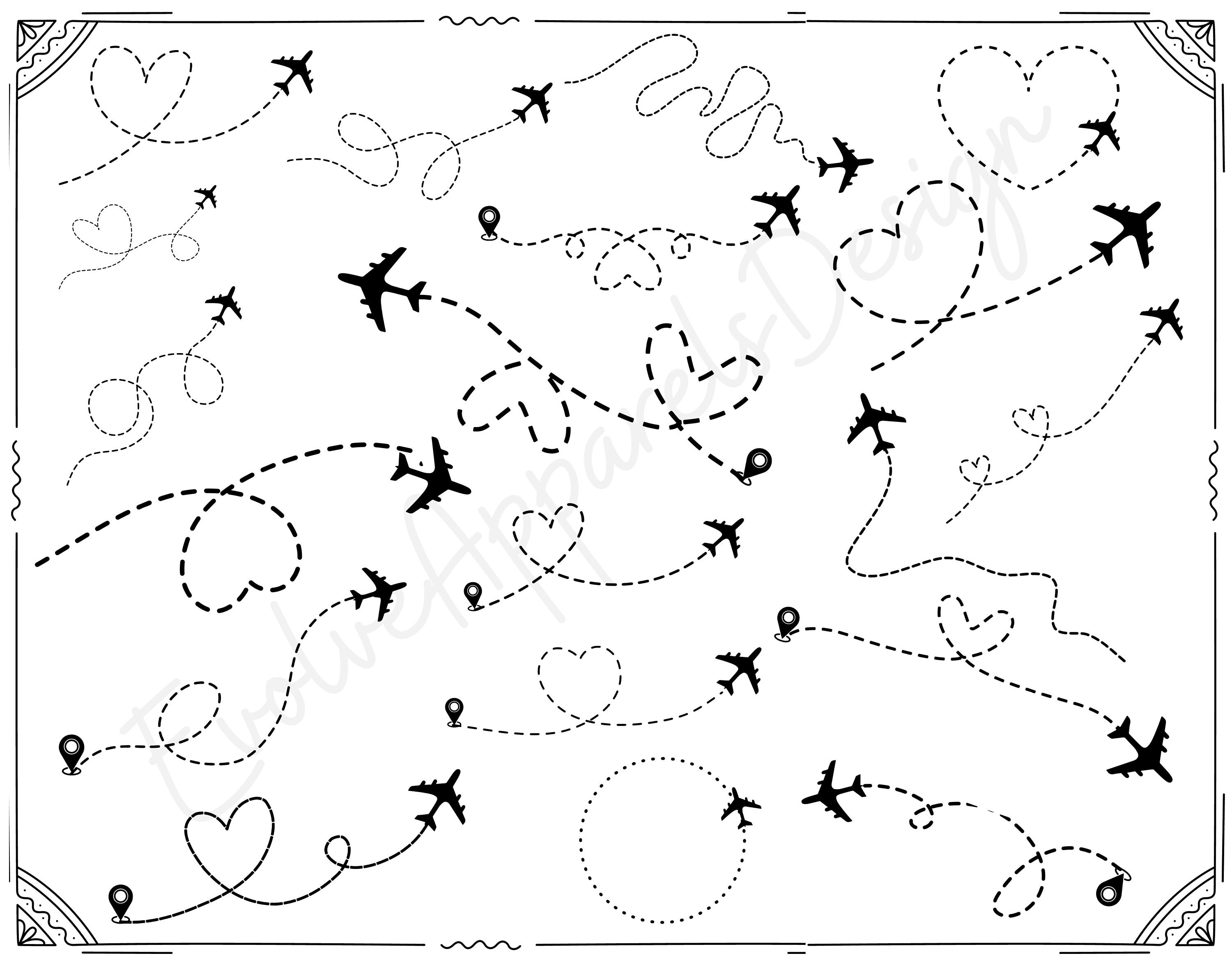 Airplane Path Bundle SVG PNG Files for Cutting Machines, Digital ...