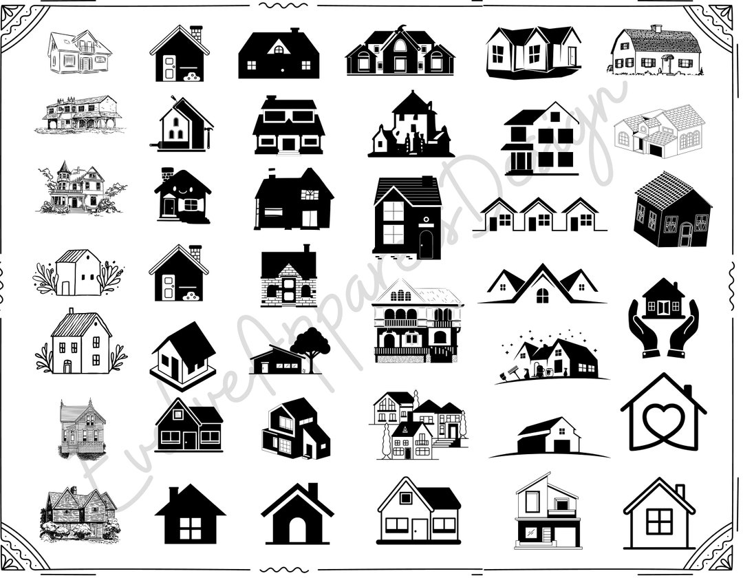 40 Little House Svg Bundle, Floral House Svg, Tiny House Svg, Roof ...
