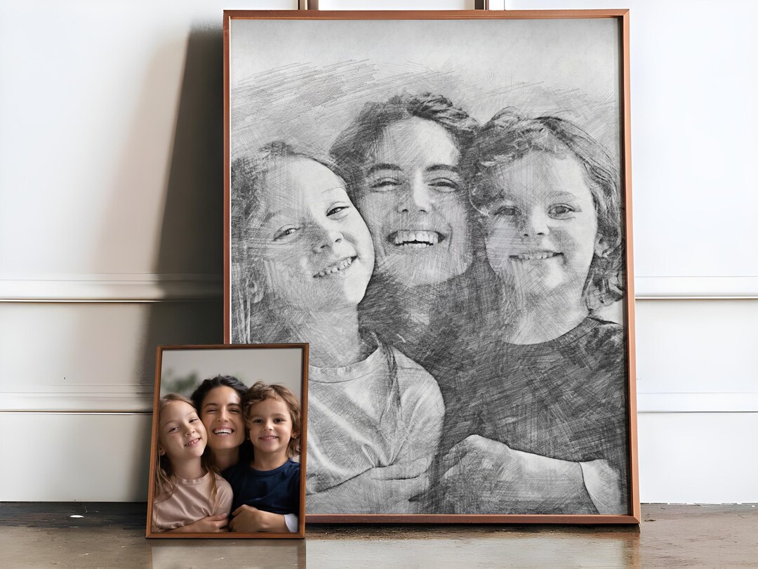 Custom Family Portrait Custom Drawing Couple Portrait Pencil Portrait ...