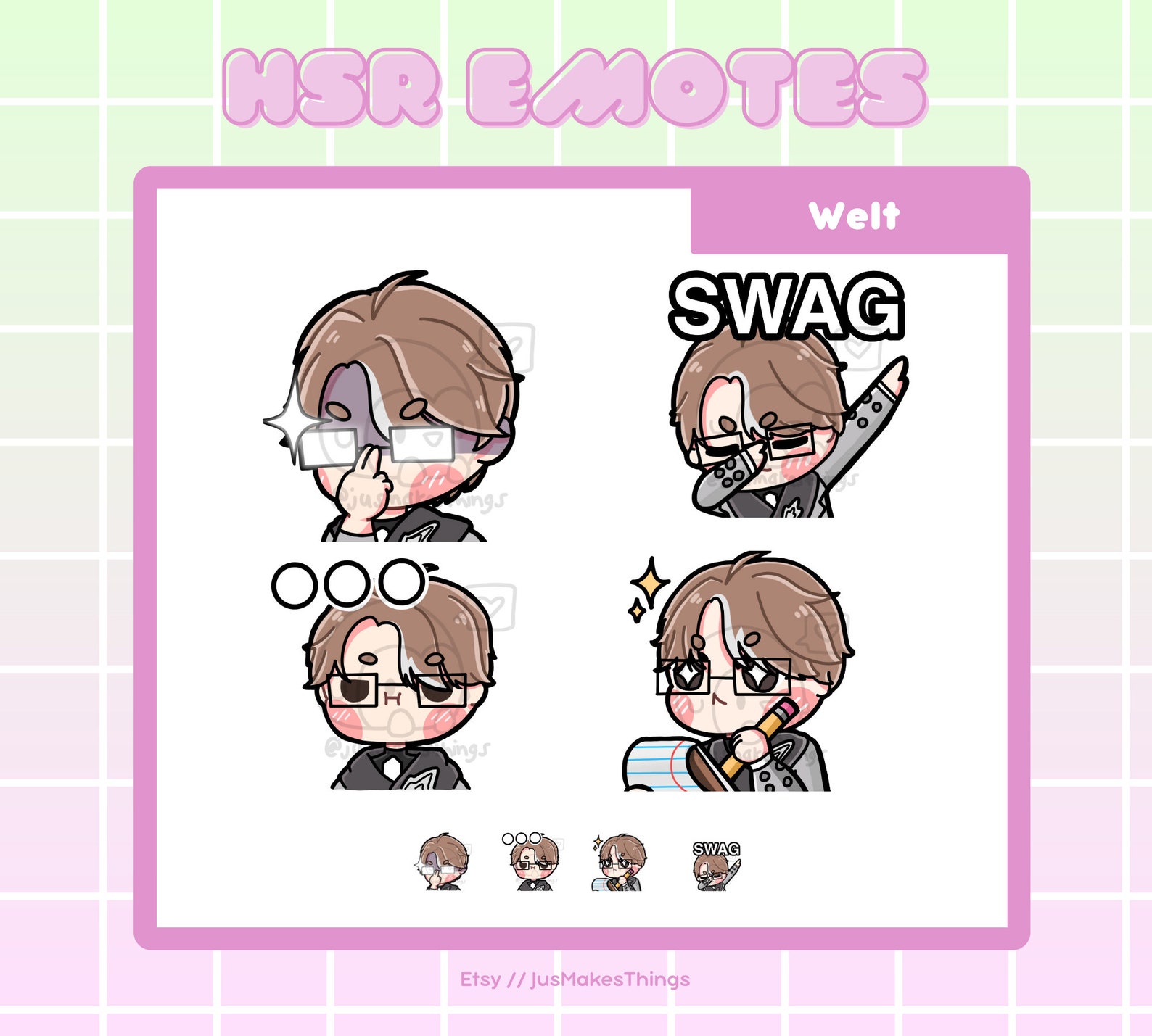 Welt From Honkai Star Rail Emotes for Youtube Discord Twitch - Etsy