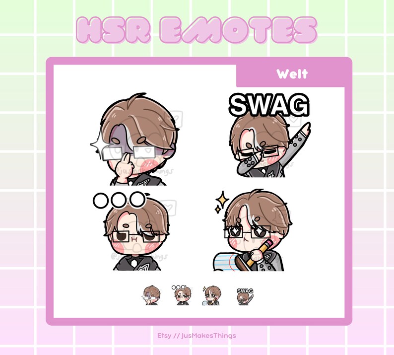 Welt From Honkai Star Rail Emotes for Youtube Discord Twitch - Etsy