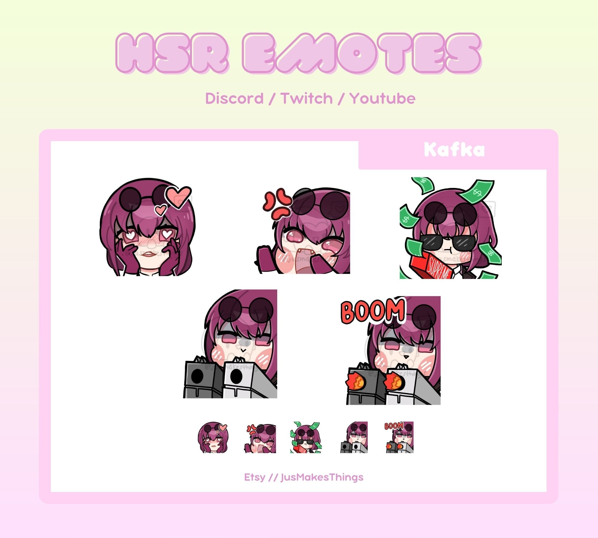 Kafka From Honkai Star Rail Emotes for Youtube Discord Twitch - Etsy