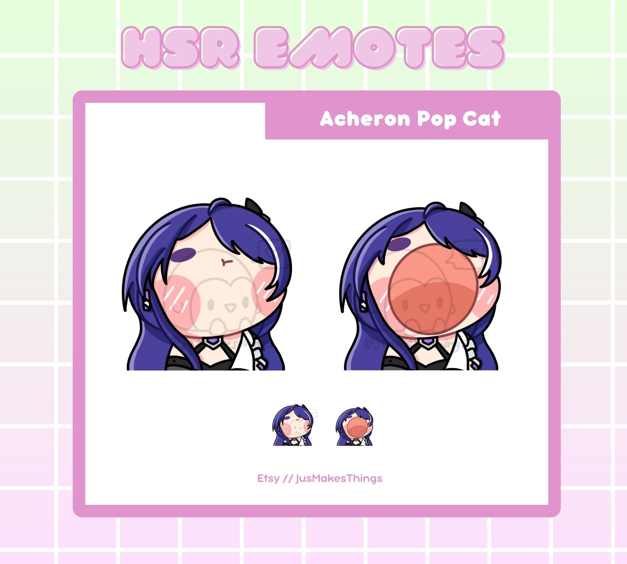 Animated Pop Cat Acheron From Honkai Star Rail Emote for Youtube ...
