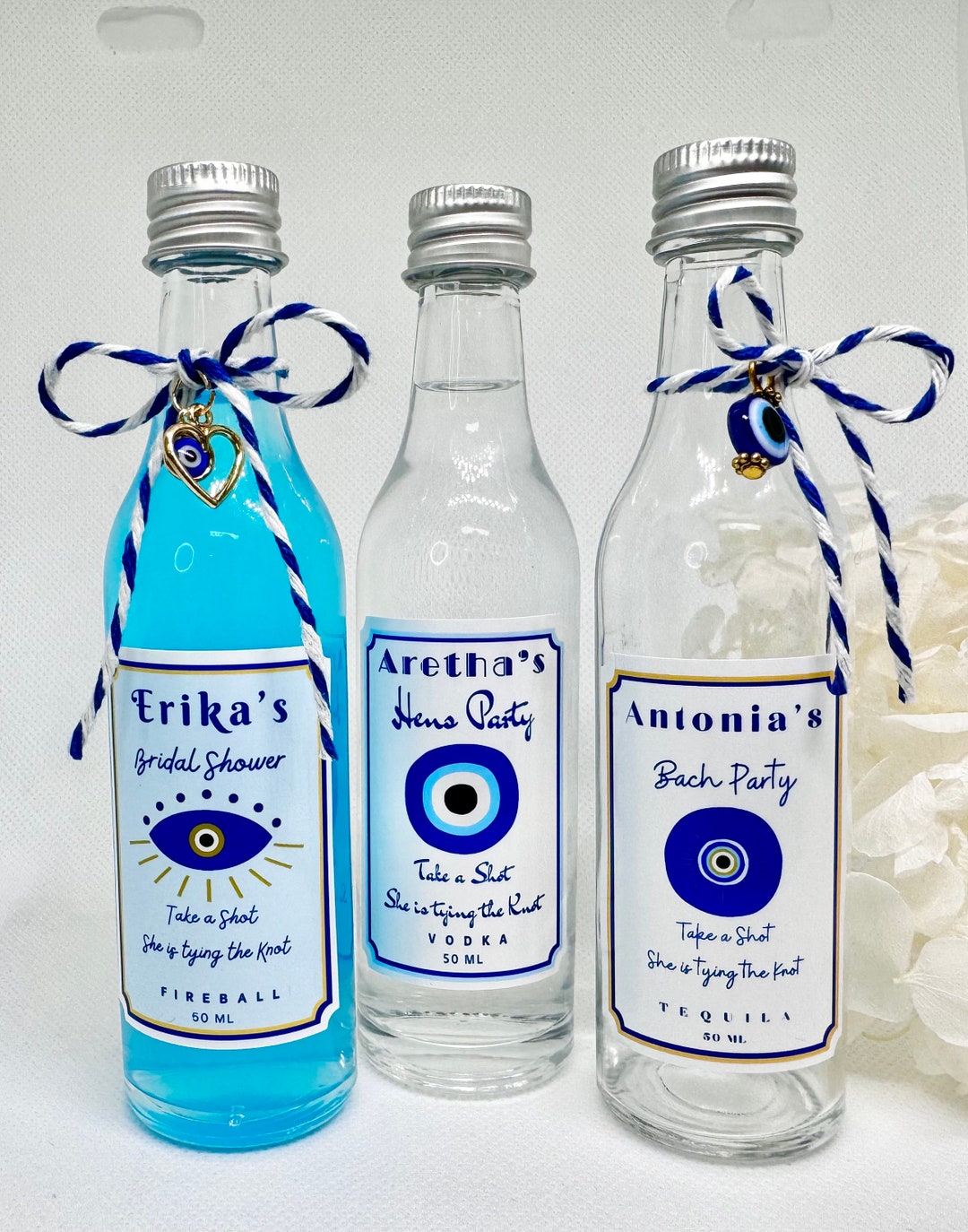 Evil Eye Party Favors, 50ml Glass Bottle, Bachelorette, Bridal Shower ...