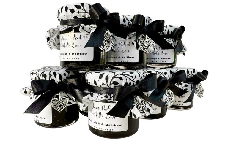 Personalized Wedding Favors - Mini Jam Jars With Custom Label & Fabric ...