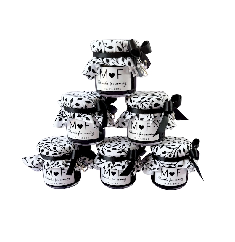 Personalized Wedding Favors - Mini Jam Jars With Custom Label & Fabric ...