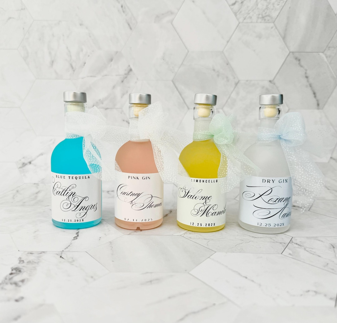 Personalized Frosted Glass Mini Shot Bottle: Wedding Favor, 60ml, 2 ...