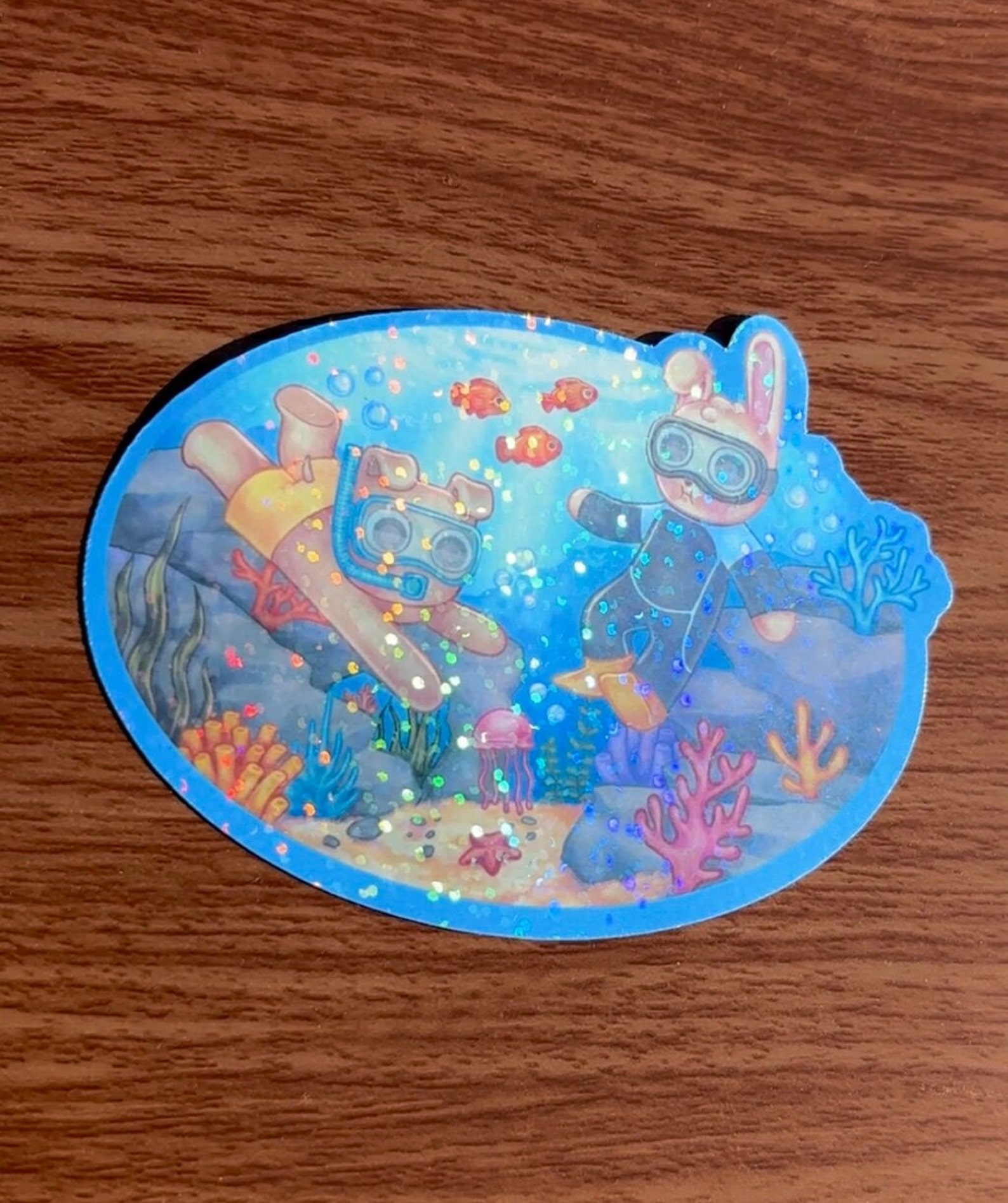 Underwater Deep Dive Holographic Summer Sticker Ocean Sticker - Etsy
