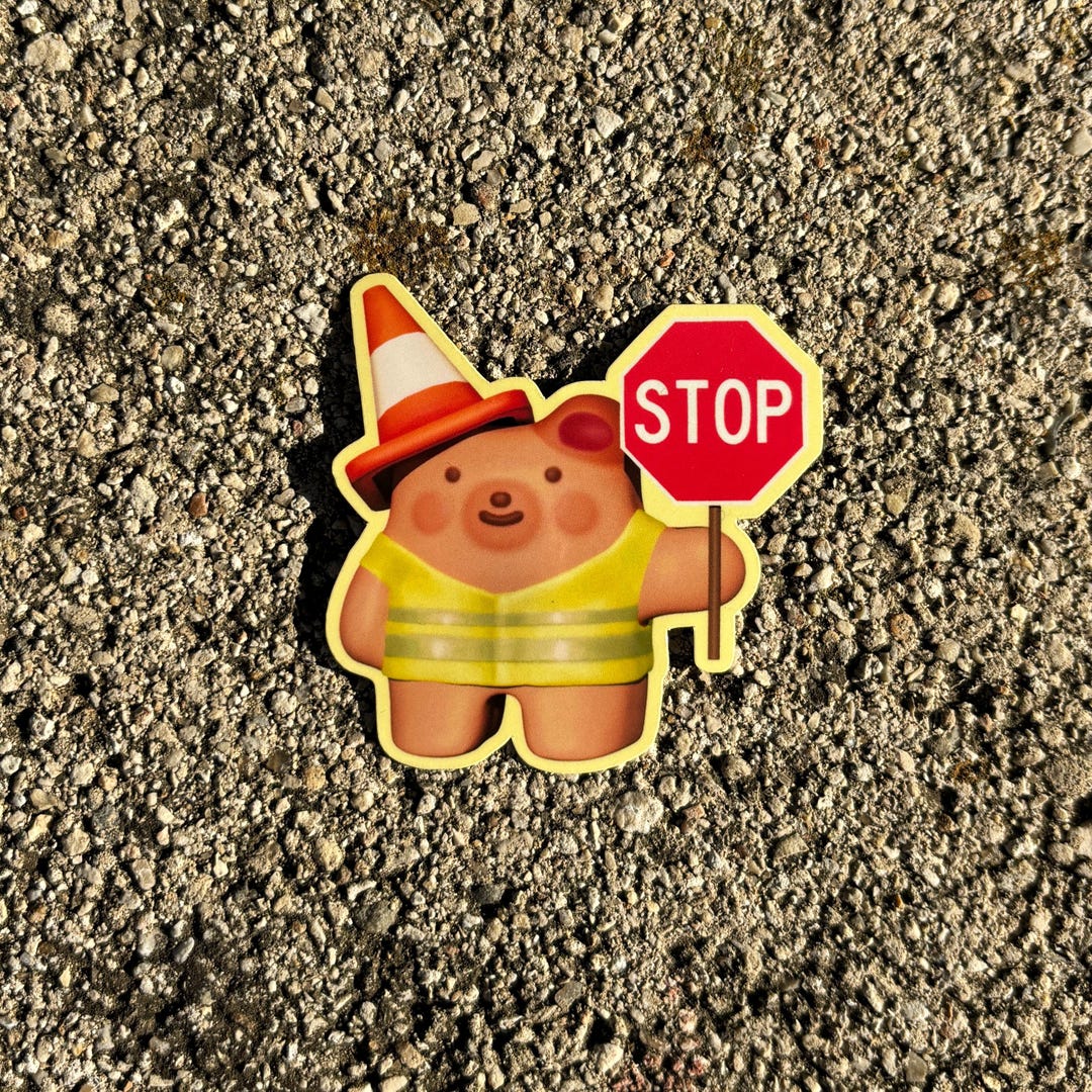 STOP Sign Bear | Cute 3D Art Sticker | Crossing Guard Animal - Etsy