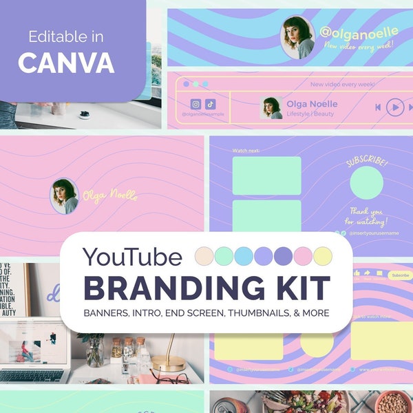 Youtube Branding Kit Minimal Gradient in Playful Colors, Brand Kit for ...