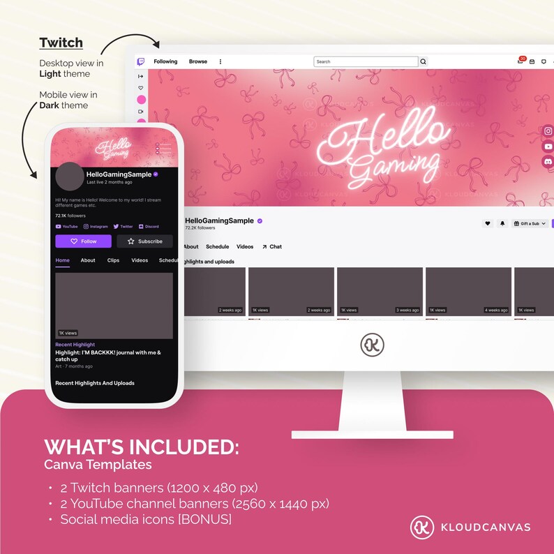 Twitch Banner, Youtube Banner Template, Custom Channel Banner, DIY ...