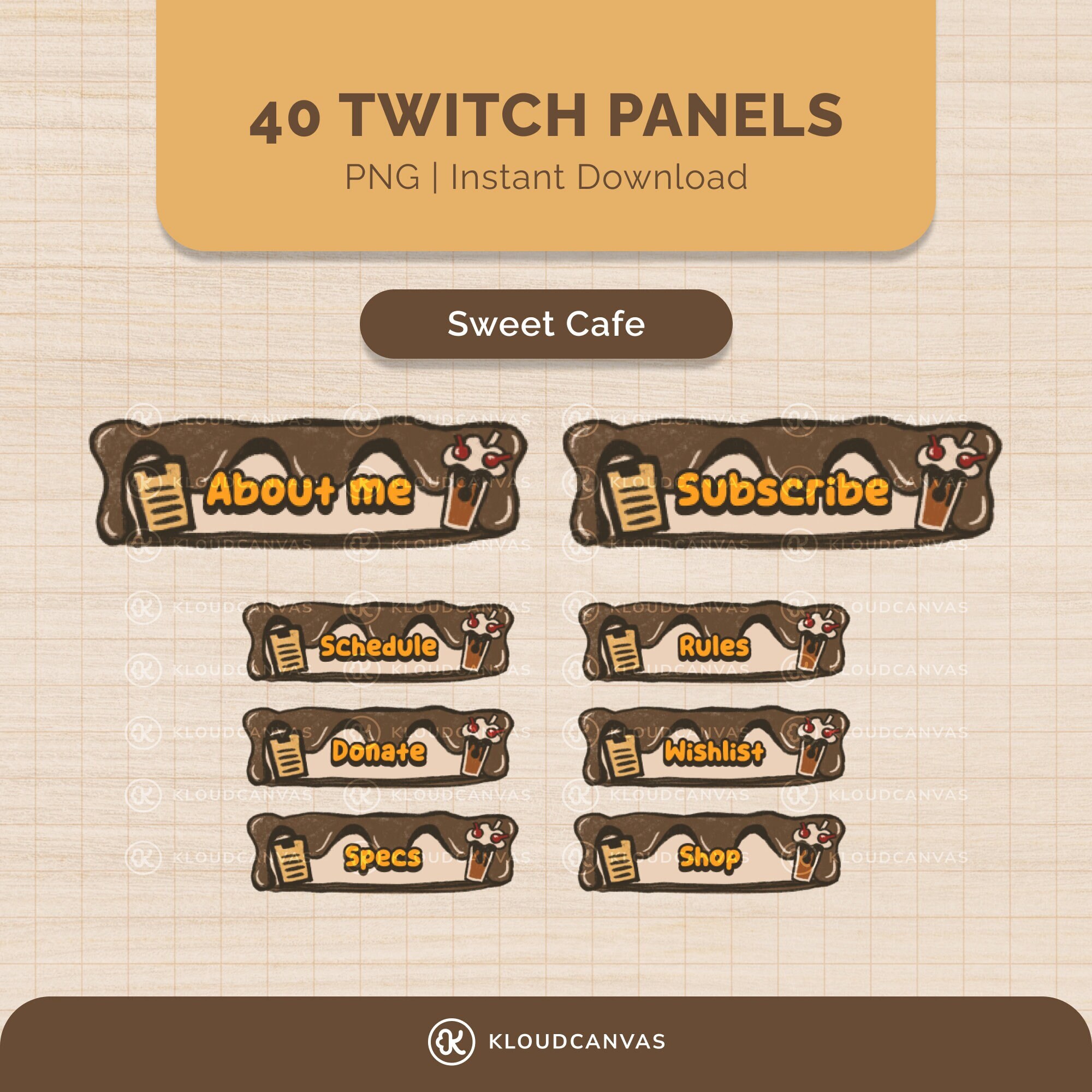 40 Twitch Panels, Sweet Chocolate Cafe Theme, Kawaii Twitch Panels ...