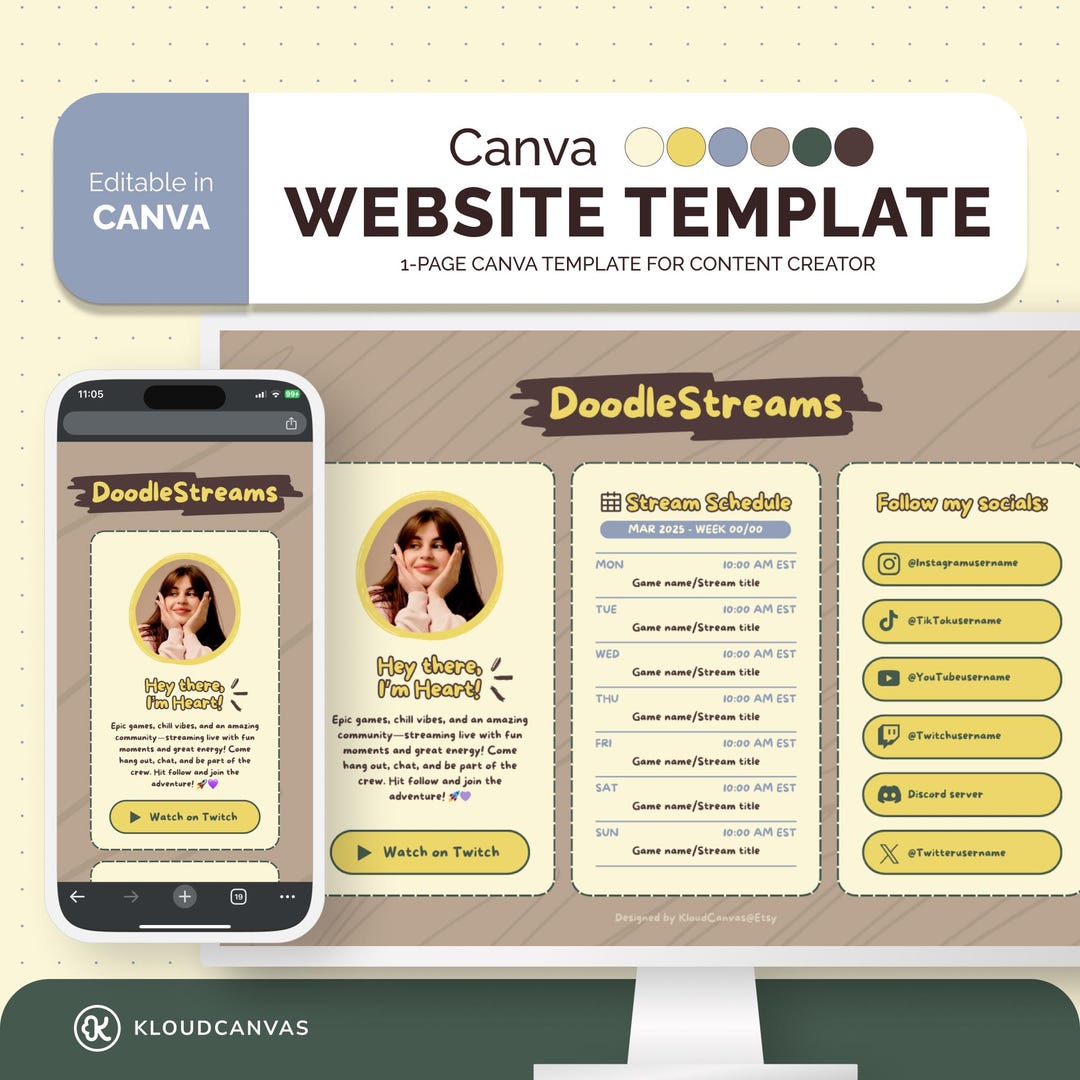 Canva Website Template, Content Creator & Twitch Gaming Streamer, 1 ...