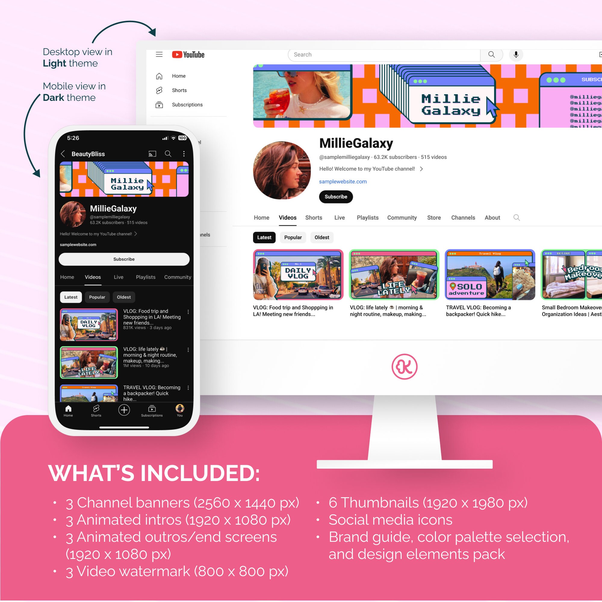 Youtube Branding Kit Bold UI Window Aesthetic, Brand Kit for Content ...