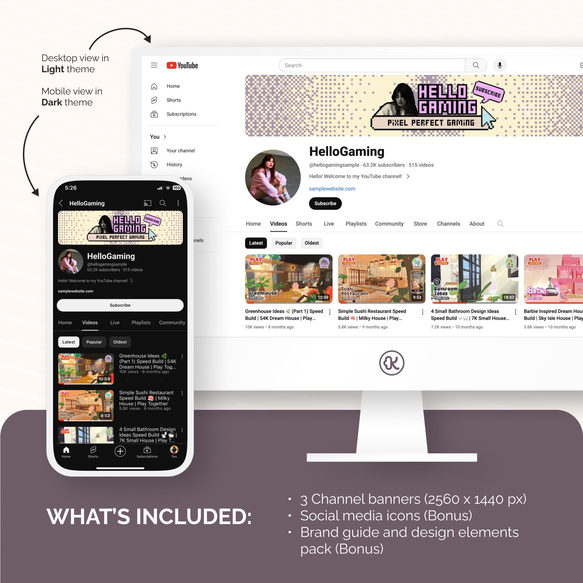 Youtube Banner Template, Pixel Gaming YT Channel Banner Art, Branding ...