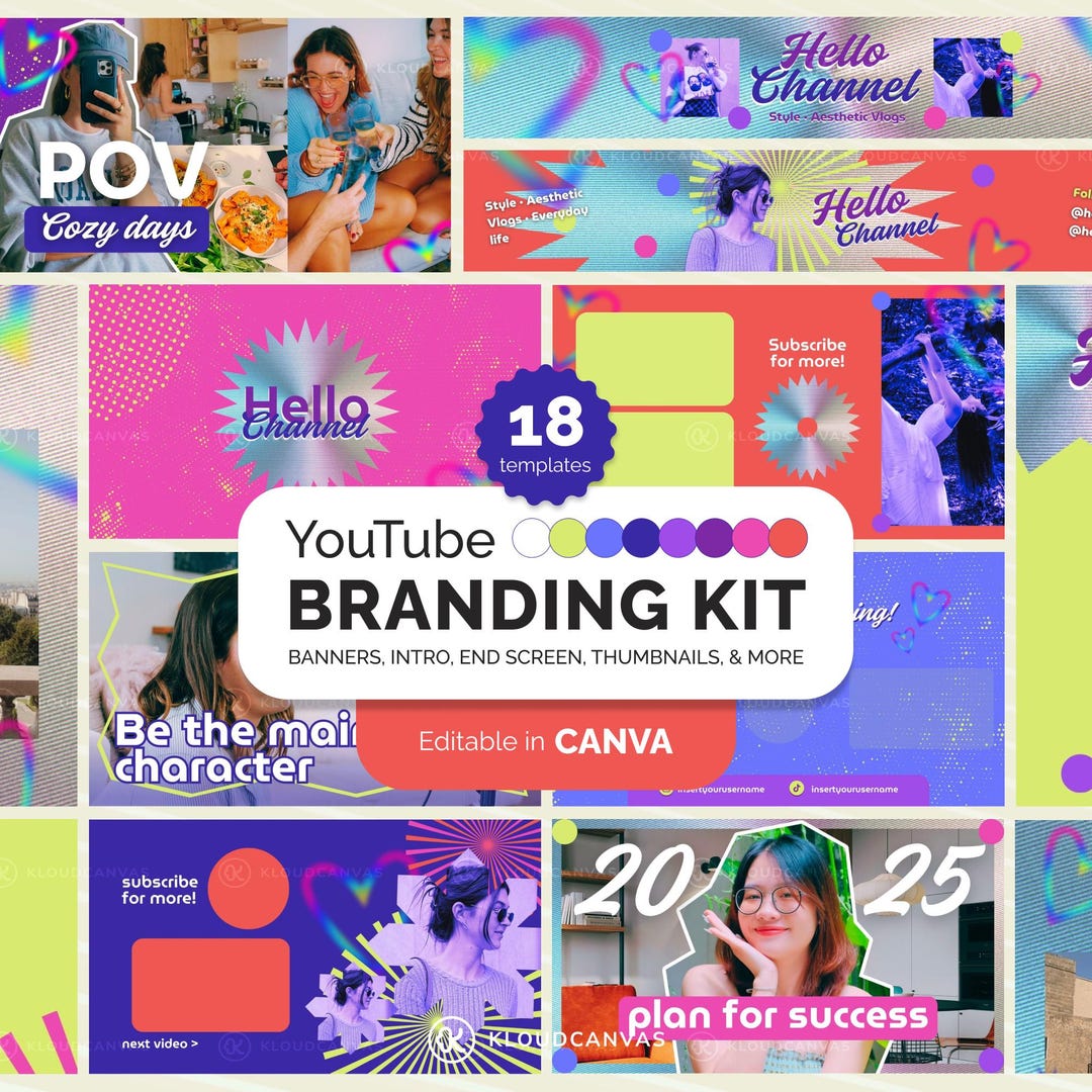 Youtube Branding Kit, Brand Kit for Content Creator, YT Banner Template ...