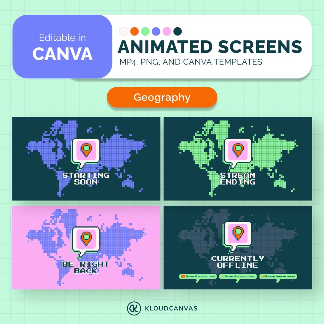 Animated Twitch Stream Screens, Editable in Canva, Twitch Overlay ...