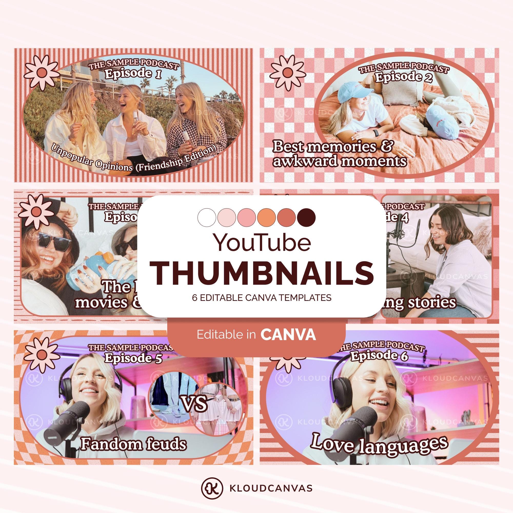 Youtube Thumbnail Template Lifestyle Podcast Episodes, Branding Kit for ...