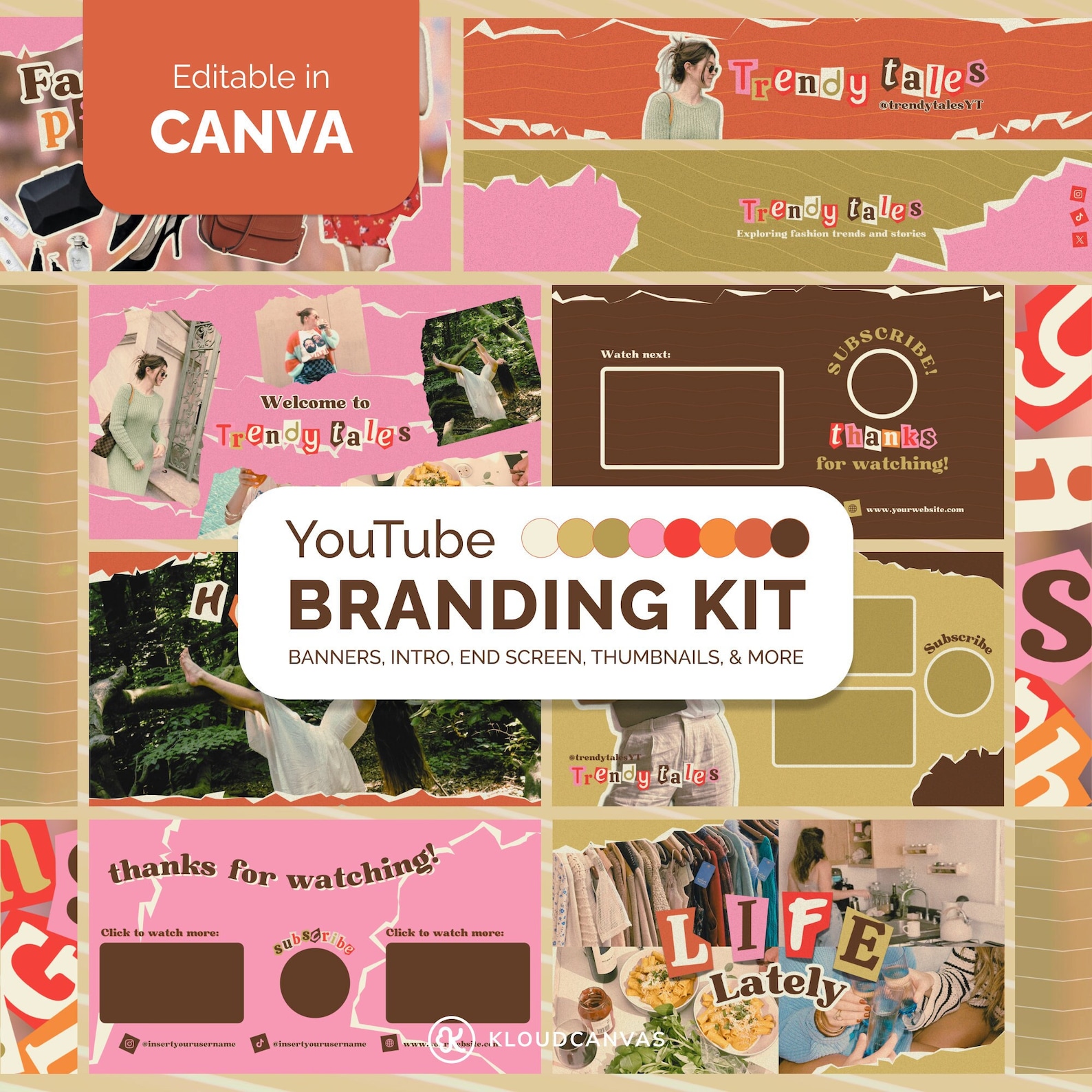 Youtube Branding Kit Fashion Magazine Cutout, Brand Kit for Content ...