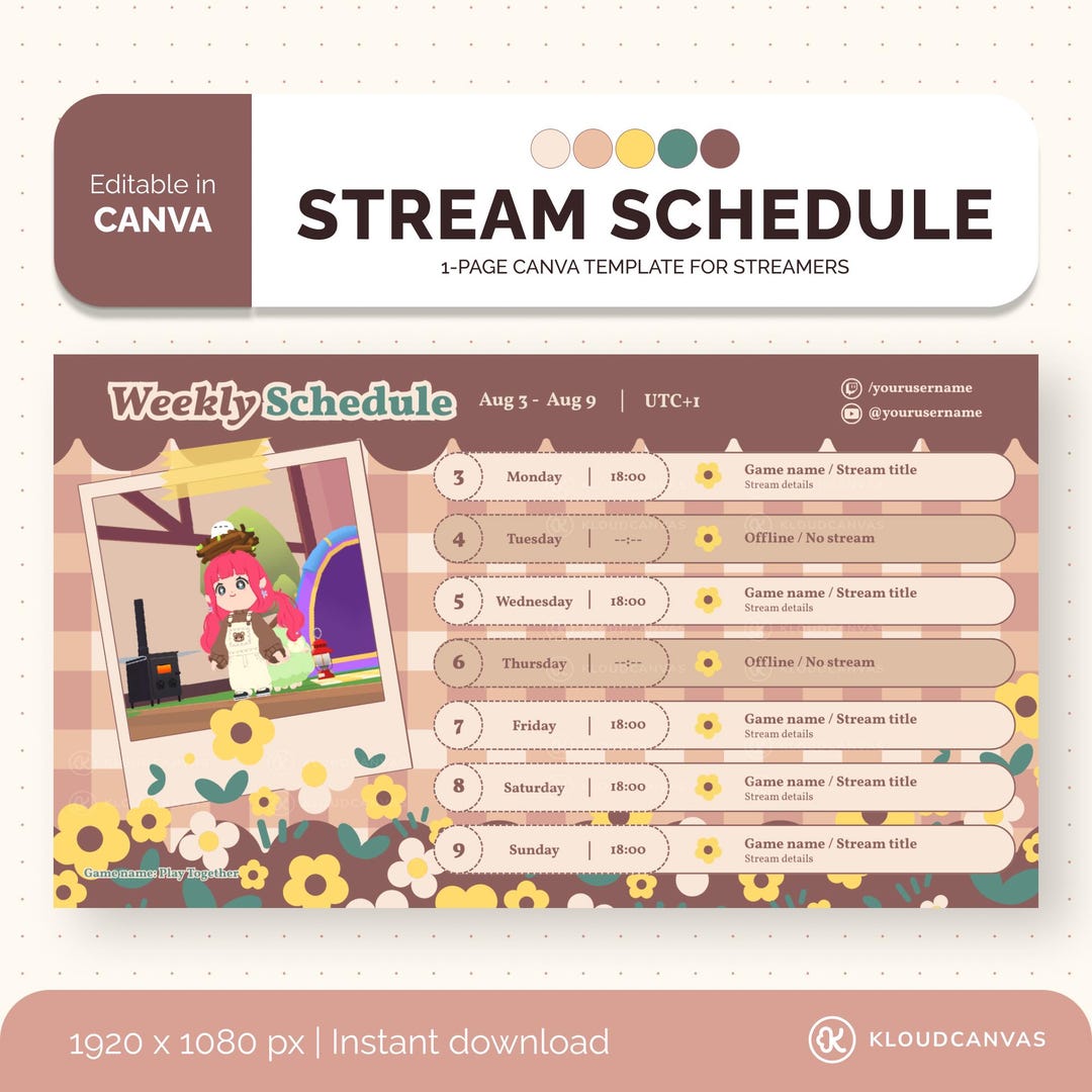 Stream Schedule Customizable Template, Content Creator & Twitch Gaming ...