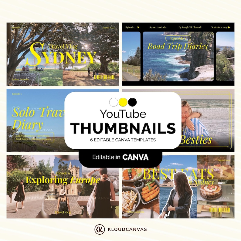 Youtube Thumbnail Template Trendy Aesthetic, Branding Kit for Content ...