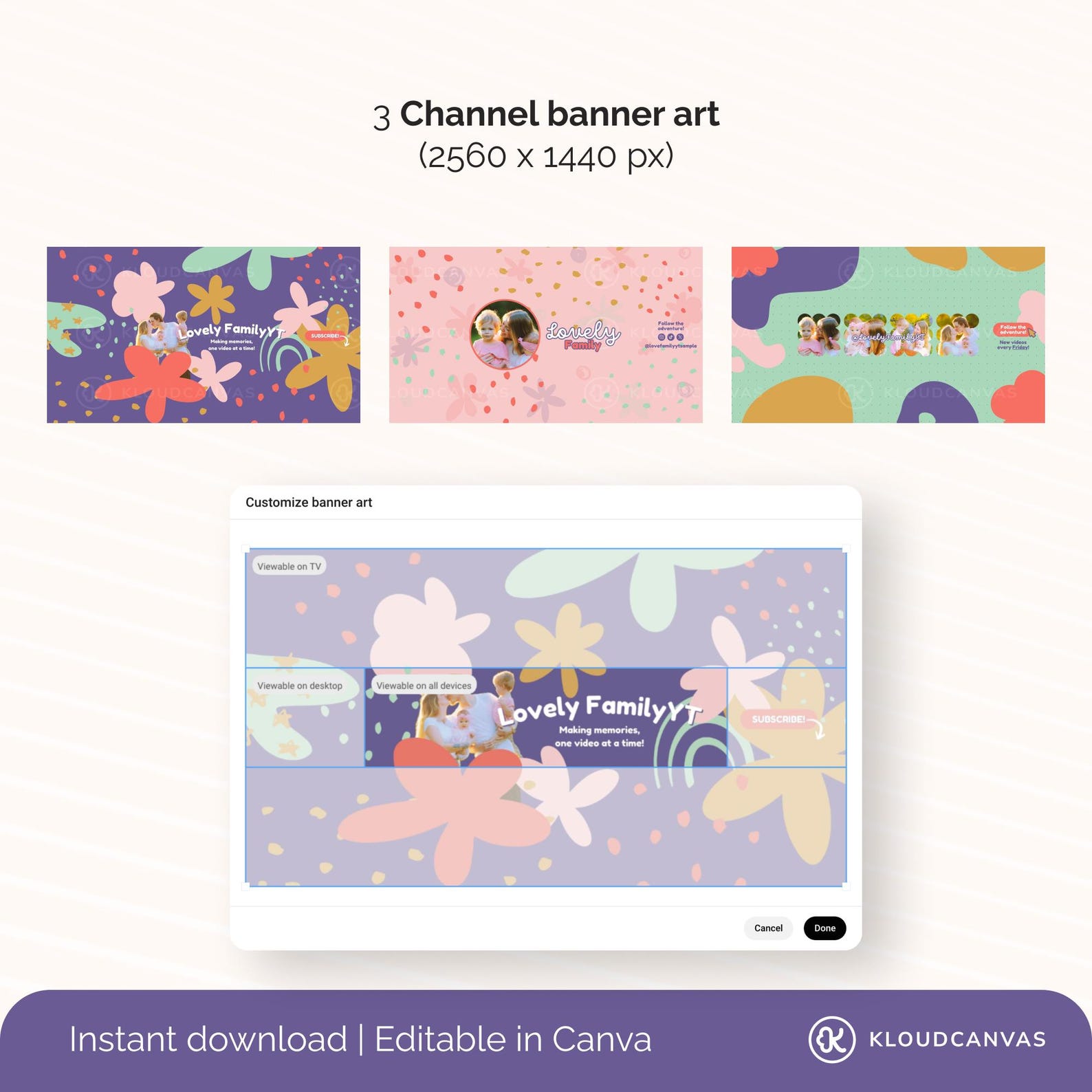 Youtube Banner Template, Colorful Branding Kit for Content Creator ...