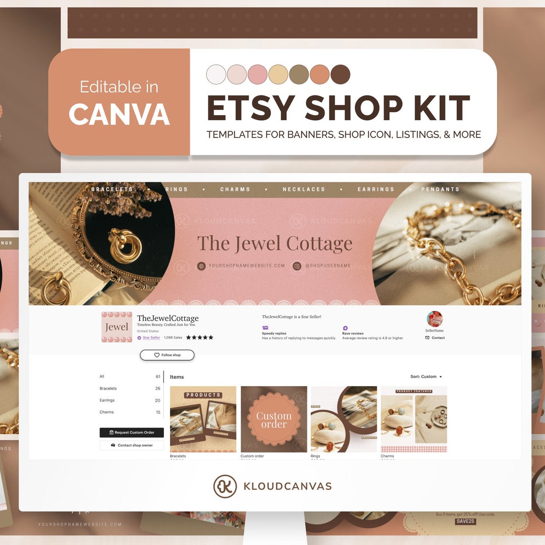 Etsy Shop Kit, Esty Banner Template, Store Listing Mockup, Seller ...