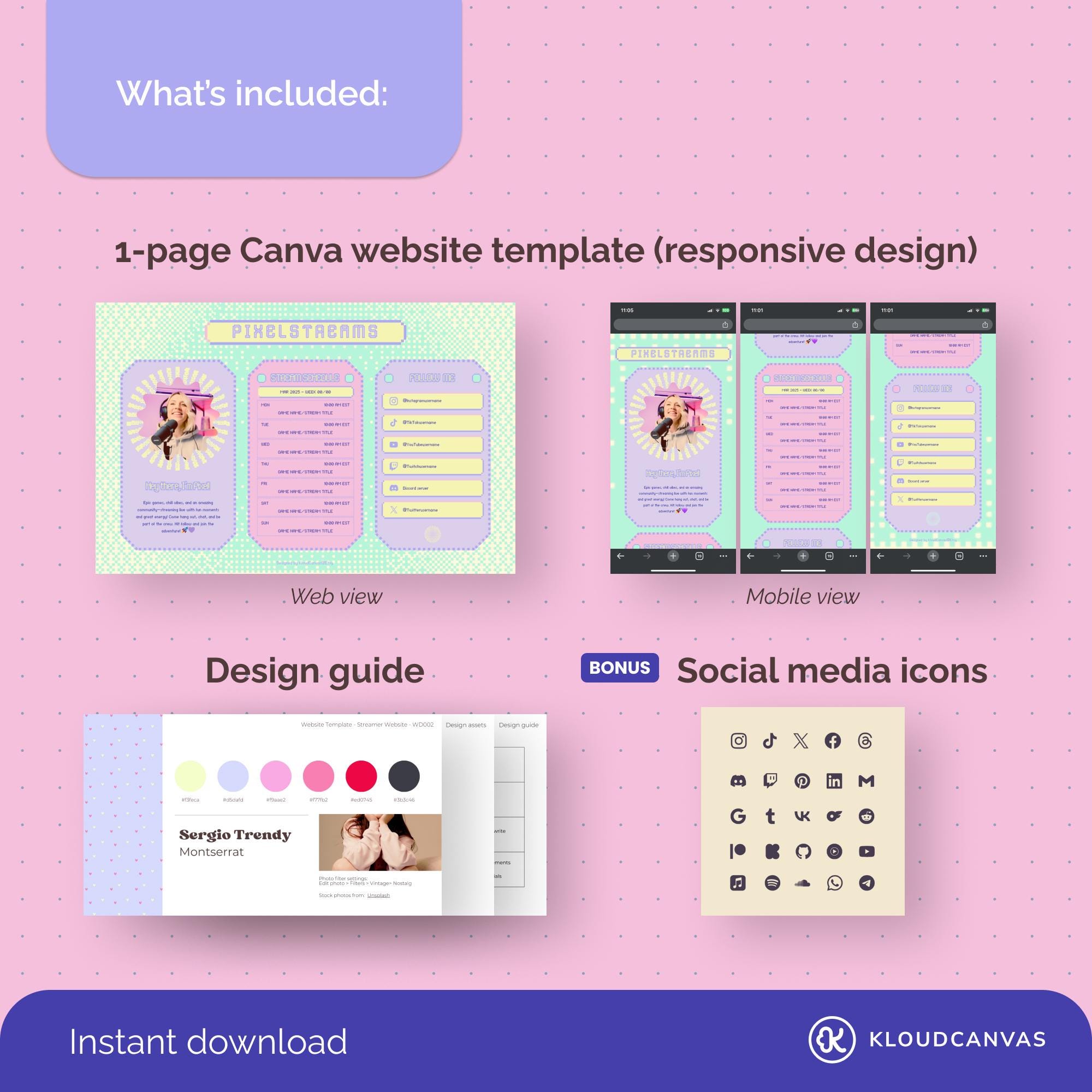 Canva Website Template, Content Creator & Twitch Gaming Streamer, 1 ...