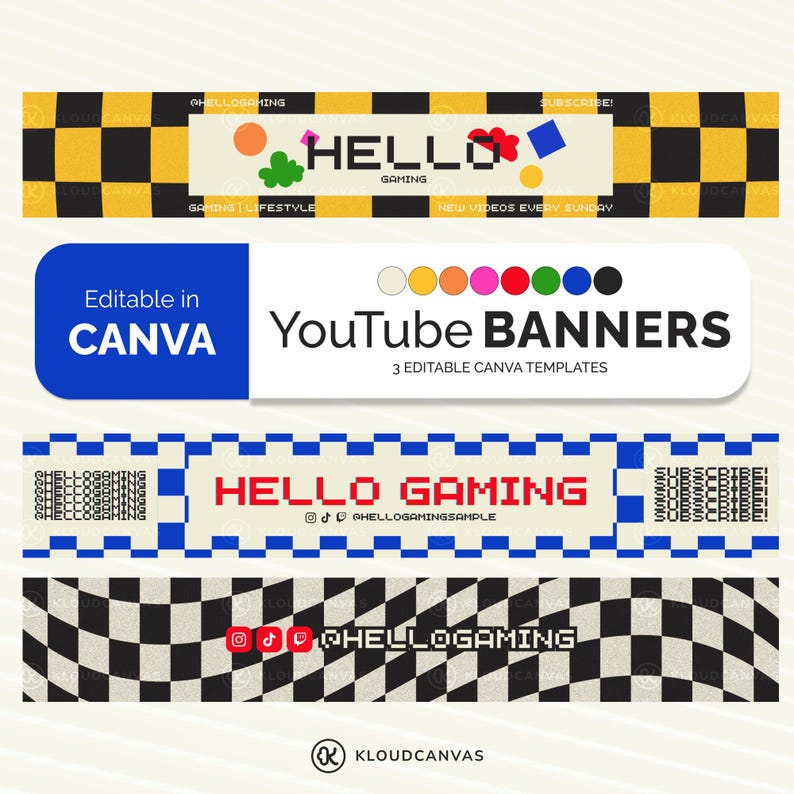 Youtube Banner Template Gaming, Brand Kit for Content Creator, Trendy ...
